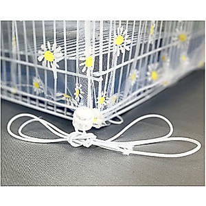 Bird Cage Cover - Adjustable Bird Cage Seed Catcher Bird Cage Net Cover, Airy Nylon Bird Seed Catcher Stretchy Bird Cage Skirt for Round Square Cages(Circumference 59 inch to 118 inch) (White)