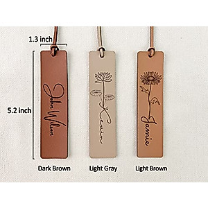 Personalized Engraved Leather Bookmark, Birth Flower Bookmark, Reader Gift, Name Bookmark, Birthday Gift for Her, Valentines/Anniversary Gift for Him/Couple.