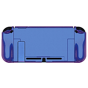 PlayVital Upgraded Glossy Dockable Case Grip Cover for Nintendo Switch, Ergonomic Protective Case for Nintendo Switch, Separable Protector Hard Shell for Joycon - Chameleon Purple Blue