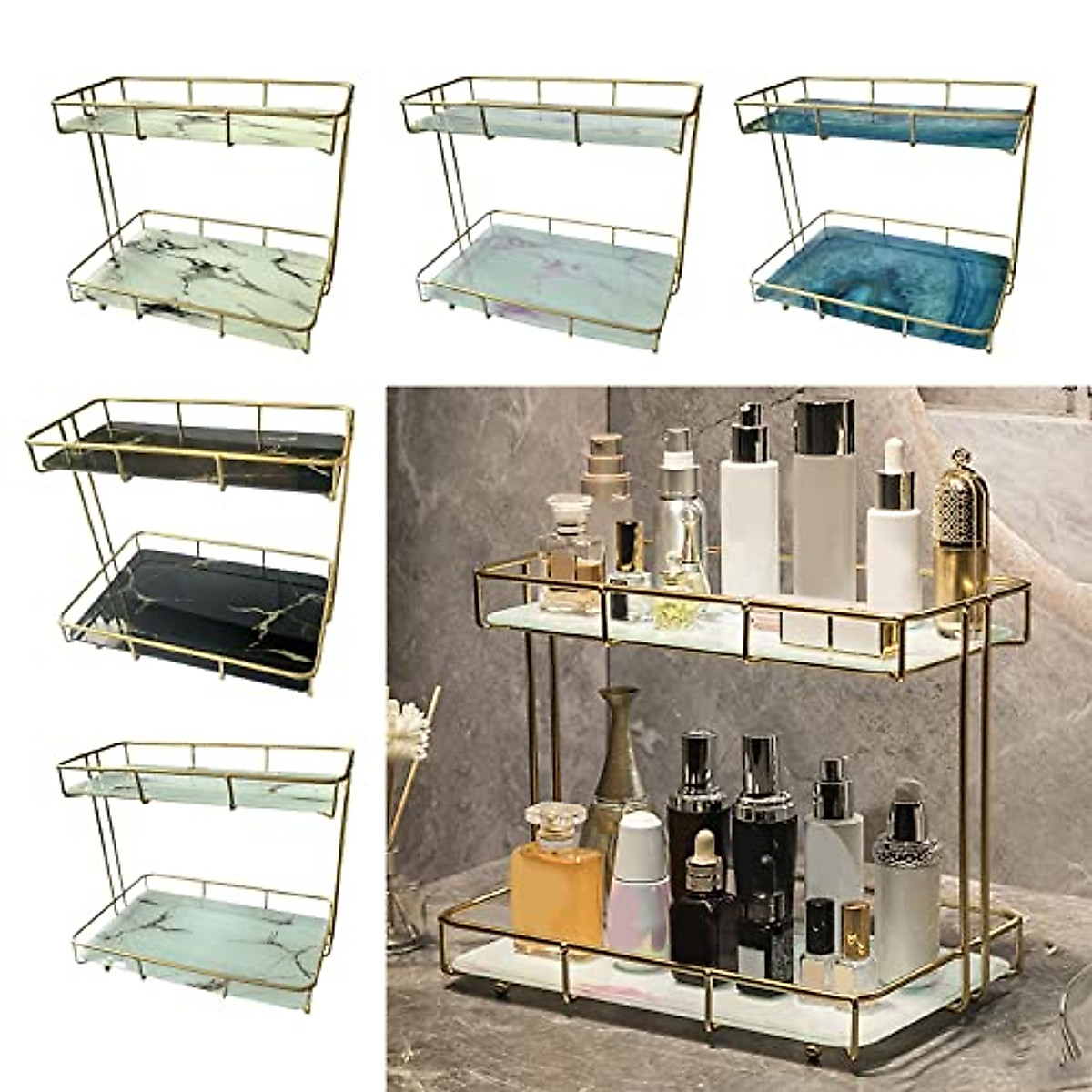 ＫＬＫＣＭＳ 2-Tier Standing Rack Cosmetic Organizer Holder Makeup Holder Bathroom -