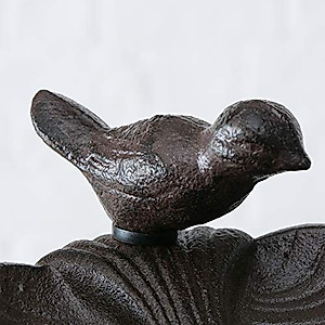 Scallop Shell Garden Stake, Bird Feeder, Cast Iron, 3 Feet 2 1/2 Inches Tall, Rustic Garden Decoration