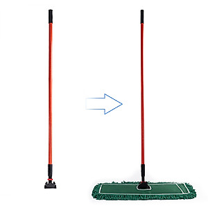 Matthew Cleaning Commercial Quick-Change Dust Mop Handle with Clip-on Metal Gripper for Heavy Duty Mop Head Replacement Holder, Fiberglass Handle 60 inch 6packs-Red