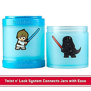 Whiskware Star Wars Stackable Snack Containers for Kids and Toddlers, 3 Stackable Snack Cups for School and Travel, Baby Yoda Grogu and the Mandalorian Helmet