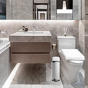 WELYFE 8 Gallon & 1.6 Gallon Trash Can Combo Set, Stainless Steel Step Tread Trash Can, Soft Close Lid, for Office, Kitchen - Silver