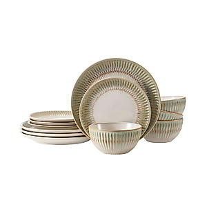 Pfaltzgraff Hensley Green 12 Piece Dinnerware Set, Service For 4