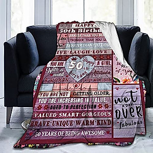 LLARREH 50th Birthday Gifts for Women 50th Birthday Blanket 50 Year Old Throw Blankets Throws for Women Turning 50 Birthday Gifts 50X60 Inch