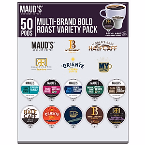 Dark Roast Coffee Variety Pack, 50ct. Solar Energy Produced Recyclable Single Serve Dark Roast Coffee Pods Variety Pack - 100% Arabica Coffee California Roasted, KCup Compatible