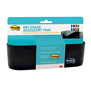 Post-it Dry Erase Accessory Tray, 8.5 X 3 X 5.25, Black