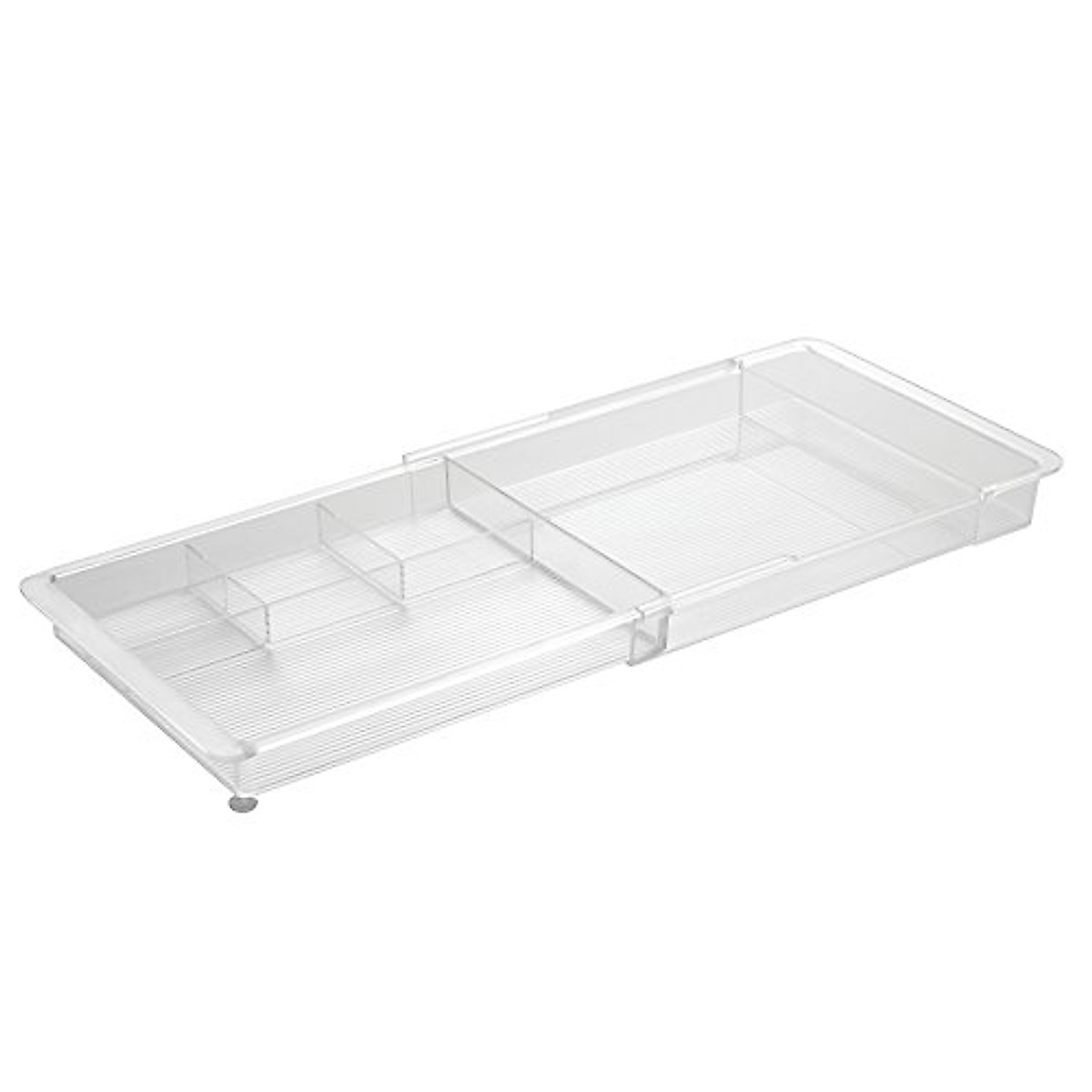 iDesign Extendable, Adjustable Drawer Organiser Tray Made of Durable Plastic, Makeup Storage Solution for Brushes, Accessories and More, Clear, 1 x
