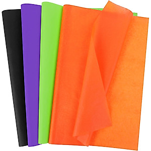 SANNIX 100 Sheets Halloween Tissue Paper Orange Black Purple Green Tissue Paper Wrapping Paper for Halloween Fall Party Decoration DIY Crafts Gift Bag 19.7×13.8 Inch (4 Colors)