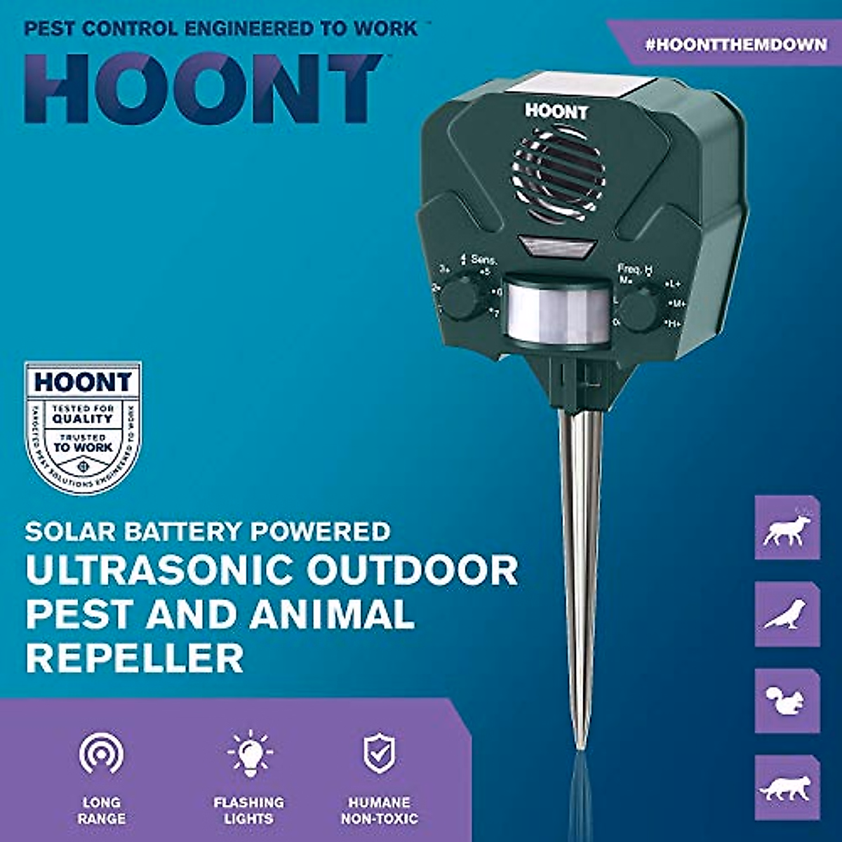 Hoont Advanced Motion Activated Solar Powered Ultrasonic with Flashing Strobe O, Green