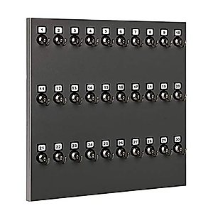Stand Company Key Rack, Key Holder #30MNS, 30 Bolted Metal Numbered Hook with Hidden Hangers (30 Sets of Tag & Ring Included) - Made in USA