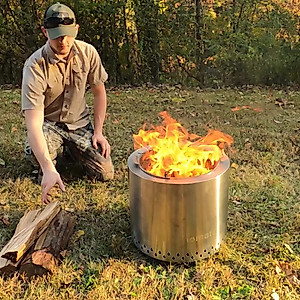 thermomate Large Outdoor Fire Pit for Patio Backyard, 17x16.5 Inch Stainless Steel Round Bowl Wood Burning, Smokeless , Portable Camping Fire Pit