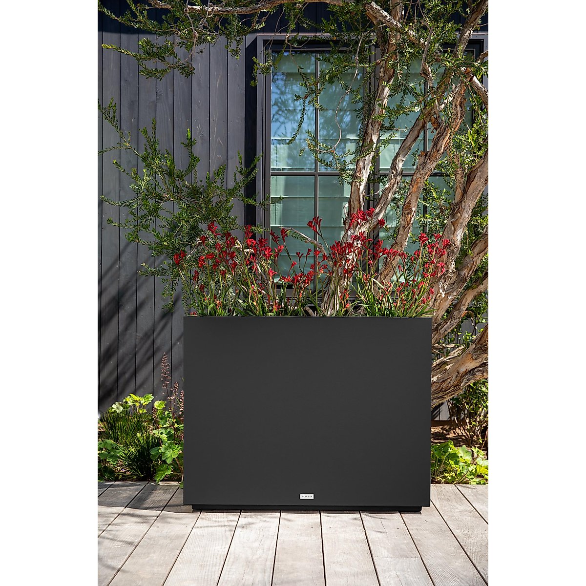 Veradek Block Series Span Plastic Planter - Tall Rectangular Planter for Outdoor Patio/Porch | Durable All-Weather with Removable Insert Bucket | Modern Design for Plants, Flowers, Garden