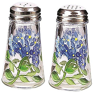 Grant Howard Hand Painted Tapered Salt and Pepper Shaker Set, Blue Hydrangeas, Blue