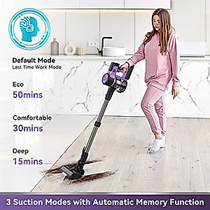 INSE Cordless Vacuum Cleaner, 26Kpa 350W Stick Vacuum for Hardwood Floor, Up to 50 Mins Rechargeable Battery, 6-in-1 Household Wireless Lightweight Vacuum for Pet Hair Carpet - S10