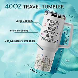 Chaos Coordinator Gifts - Birthday Gifts for Women - Thank You Gifts for Teacher - Christmas Gifts for Women, Mom, Coworker, Manager, Teacher, Boss - Stainless Steel Tumbler with Handle and Straw 40oz