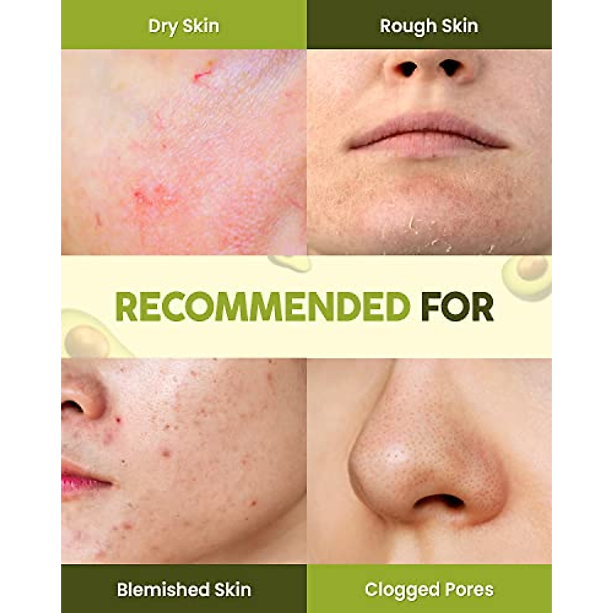 Glam Up Moisturizing Avocado Clay Mask | Vegan Clay Mask, Hydrating Avocado Face Mask for Dry Skin and Sensitive Skin, Gentle Exfoliating Deep Pore Cleansing Clay Face Mask, Blackhead remover - (125ml/4.23 Oz)