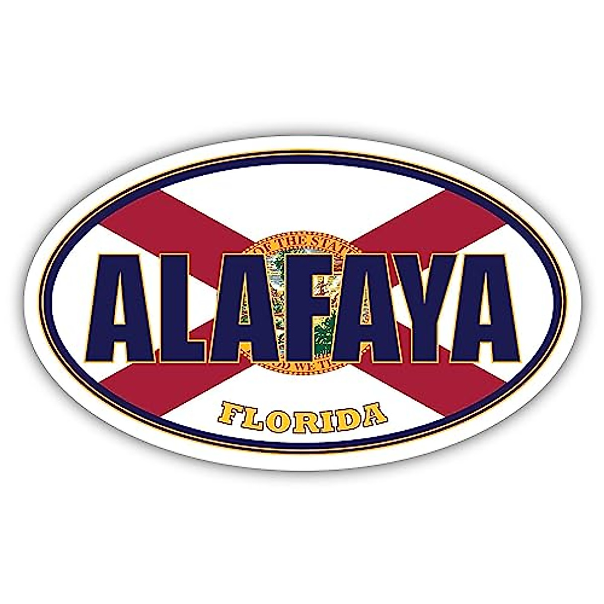 3 Pack 2x3 inches | Alafaya City Florida State Flag | FL Flag Orange County Oval State Colors Construction Toolbox, Hardhat, Lunchbox, Helmet, Mechanic, Luggage