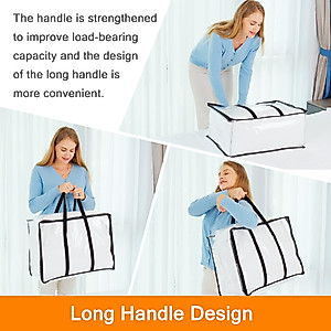 Vieshful 3 Pack Clear Clothes Storage Bag, 40L Zippered Closet Organizer, Plastic Storage Containers Moving bags for Comforter, Blanket, Bedding, Duvet, Toys