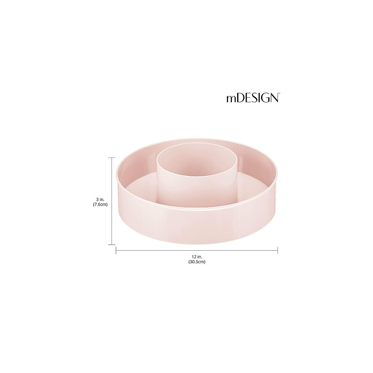 mDesign Plastic Lazy Susan Round Turntable Storage Tray - Rotating Organizer for Makeup, Cosmetics, Nail Polish, Vitamins, Shaving Kits, Hair Spray, Medical Supplies, First Aid - Light Pink/Blush