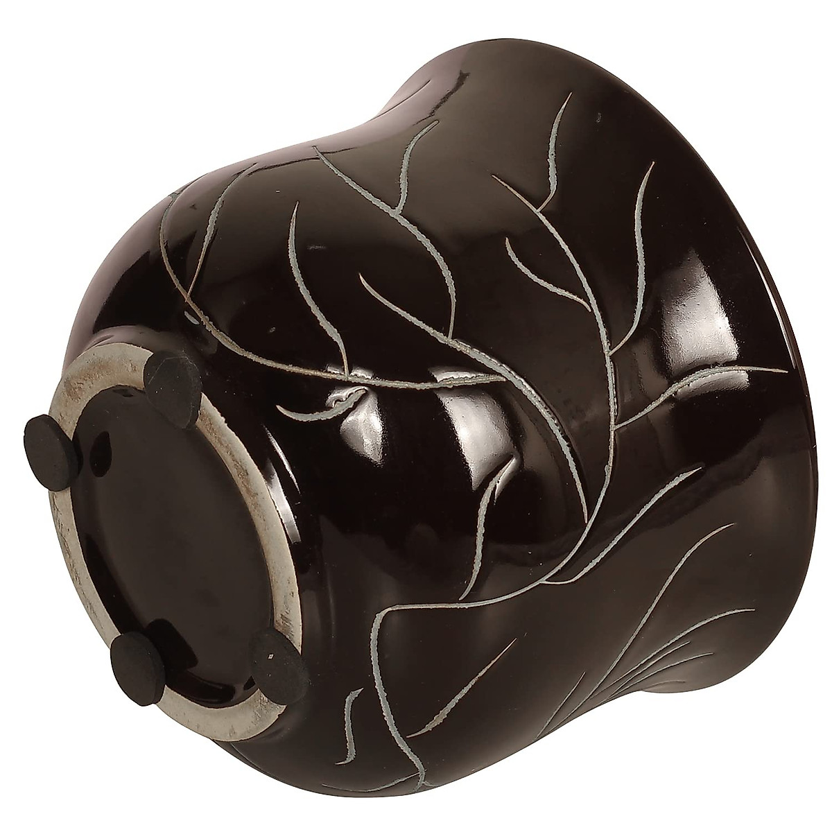 Abhandicrafts XXL Large Double Spiral Knitting Yarn Bowl Coffee Color Ceramic Pottery Storage Bowl with Hand Carved Design of Beautiful Dry Tree Branches