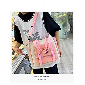 MOJIDUO 5Pcs Set Kawaii Backpack with cute plush Pendants & Badge,19 gallon capacity School Bag Cute Aesthetic Backpack