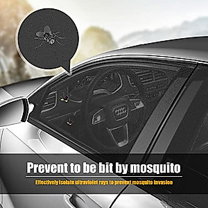 Yonput 2 PCS Breathable SUV Front Side Window Shades, Universal Car Side Window Sun Shade UV Protection and Cover, Car Curtain with Two Holes Anti-Exposure Mosquito Net (Black)