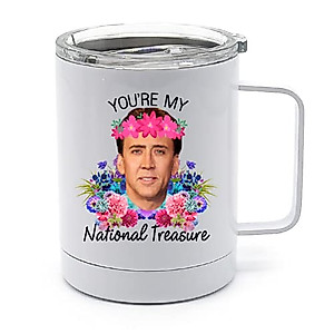 Nicolas Mug Stainless Steel Coffee Mug Nicolas Cage Themed You're My National Treasure Coffee Cup Travel Mug for Women Men Personalized Gift for Mom Dad 11 Ounce