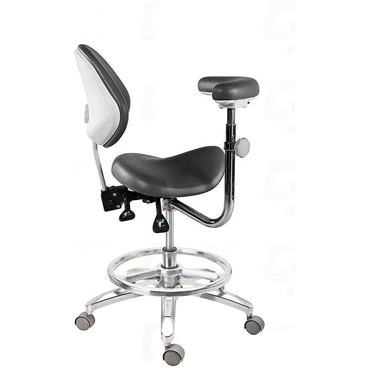 BONEW Global-Dental Saddle Chair Office Stool Dentist's Doctor's Assistant's Deluxe Chair PU Leather