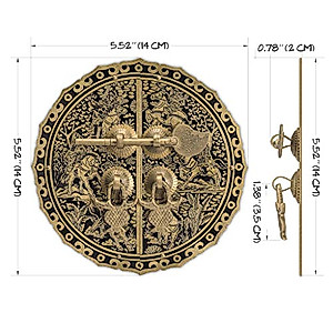 Hardware Philosophy Brass Six Horses Cabinet Face Plate Backplate Hardware Set 5.5"