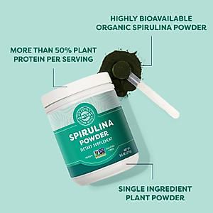 Vimergy Natural Spirulina Powder, 83 Servings – Super Greens Powder – Nutrient Dense Blue-Green Algae Superfood for Smoothies & Juices – Immune Support - Non-GMO, Gluten-Free, Vegan & Paleo (250g)