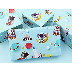 Out Space Wrapping Paper for Boys Girls Kids, Astronauts Rockets Moon Satellites Probes Planets Pattern Space Galaxy Wrapping Paper for Space Sky Fanatics Women Men Birthday Party Gift Wrap Paper