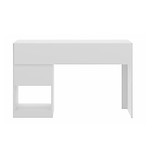 Techni Mobili Expandable Desk with Storage Drawers & Open Shelf - Expands from 47 Inch to 57 Inch - White Computer Desk with Printer Space - Modern Home Office Table with Drawers Blanco Collection
