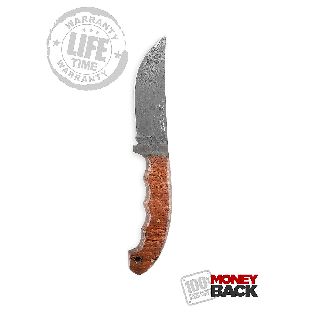 Perkin Knives 6400 Handmade Damascus Steel Hunting Knife with Sheath