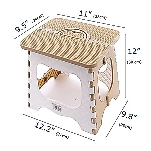 QSYW Folding Step Stool Compact Plastic Foldable Step Stool Holds Up to 300 lbs,12 inches,30cm,Non-Slip(Brown) 1PCS