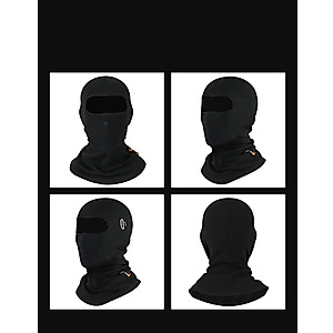 LEICURACE Skull Cap with Glasses Holes Thermal Cycling Helmet Liner Running Beanie for Men Women Black