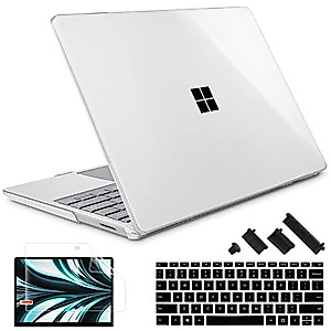May Chen Case Compatible for 13.5" Microsoft Surface Laptop 5/4/3 with Metal Palm Rest Model 1951/1868, Plastic Hard Shell Case with Screen Protector + Keyboard Cover + Dust Plug, Crystal Clear