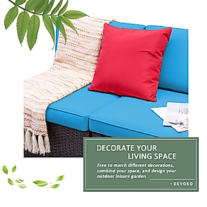 Devoko 2 Pieces Patio Furniture Sets All-Weather Outdoor Sectional Armless Sofa (Blue)