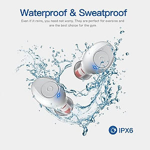 Bluetooth 5.0 Wireless Earbuds Super Portable True Wireless Stereo Headphones in Ear Deep Bass Built in Mic IPX6 Waterproof with Charging Case (Only 50g) 40H Playtime for Workout Running (White)