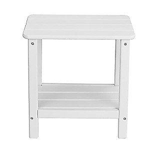 BASCWIHOM Outdoor Adirondack Side Tables, HDPE Weather Resistant Outside End Tables with 2 Shelves for Patio, Backyard, Pool, Indoor Outdoor Companion, Easy Maintenance & Waterproof,