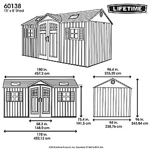 Lifetime 60138 Outdoor Storage Shed, Desert Sand, 15 x 8 Feet