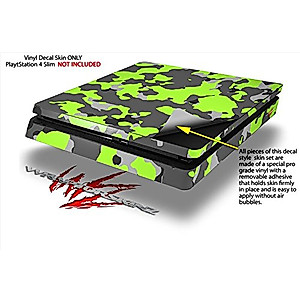 Vinyl Decal Skin Wrap compatible with Sony PlayStation 4 Slim Console WraptorCamo Old School Camouflage Camo Lime Green (PS4 NOT INCLUDED)