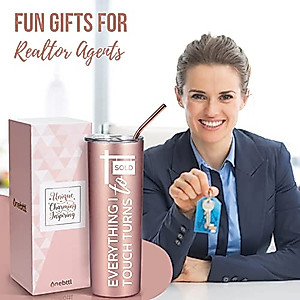 Onebttl Realtor Gifts for Women, Everything I Touch Turns to Sold, Funny Gifts for Real Estate Agent, Salesman, Boss, Coworkers, Employees, 20 Oz Stainless Steel Tumbler- Rose Gold