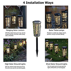 ZOVOTA 2 Pack 50 LEDs Outdoor Solar Pathway Lights, IP65 Waterproof 3-in-1 Solar Landscape Lights Hanging Lantern Table Lantern, LED Decorative Lights for Yard, Patio, Garden, Lawn and Tabletop