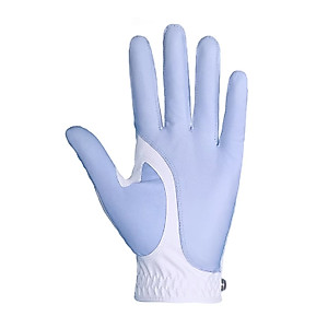 Men's Golf Glove Colorful Cabretta Leather And Synthetic Leather,Three Pack（Left is Wear on Left Hand,Right is Wear on Right Hand）Four Colors To Choose From Navy Blue/Sky/Red/Coffee(Sky,L,Left)