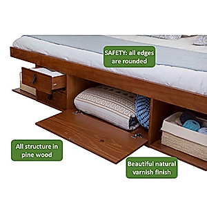 memomad Bali Storage Platform Bed with Drawers (Queen Size, Caramel)