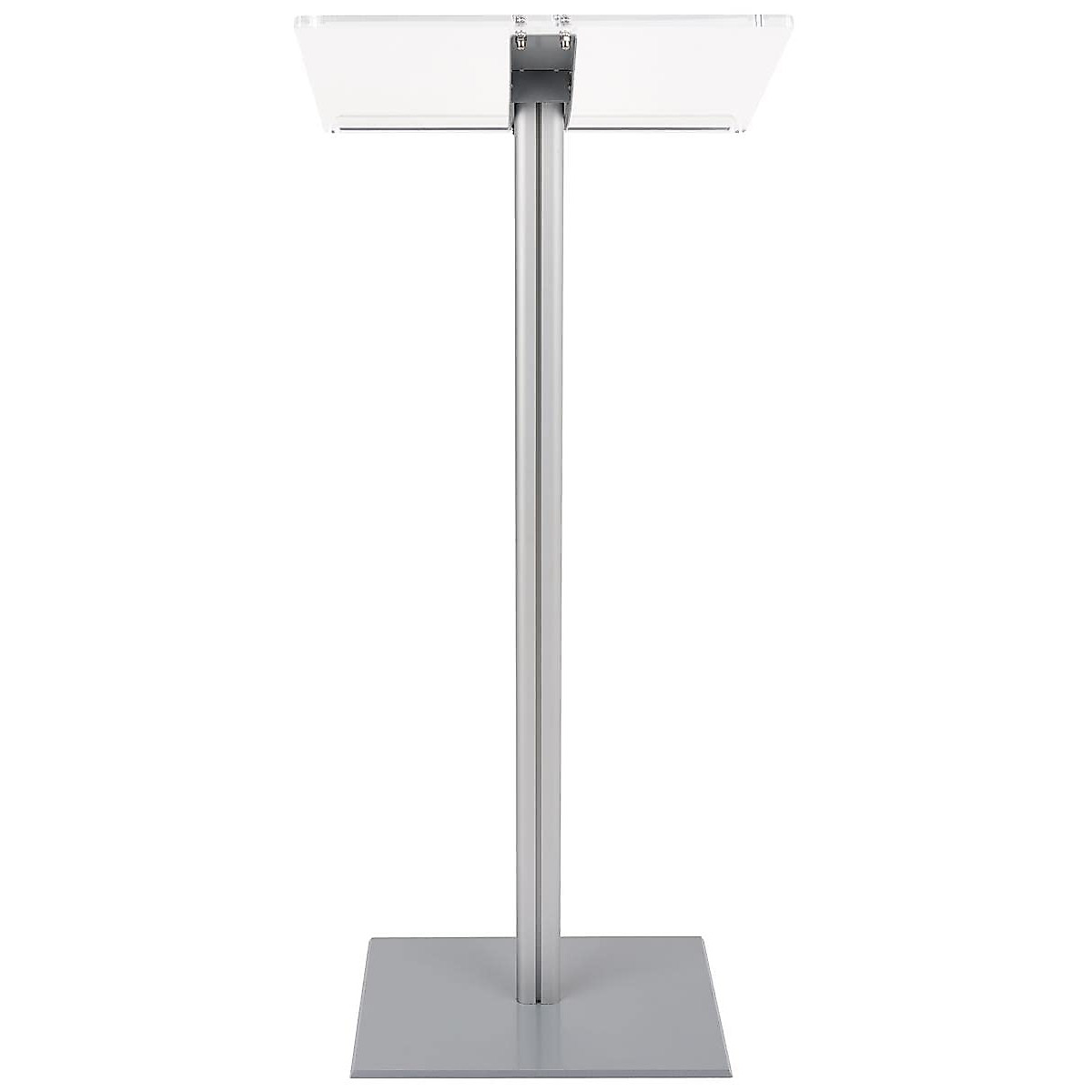 Displays2go CLRLECBNDS Floor Standing Speaking Podium, Slanted Top, Quick Assembly, Silver