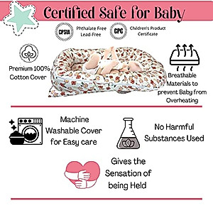 Newborn Baby Nest Portable Infant Lounger Replacement Cover ONLY, Hypoallergenic, Premium, Fits Dockatot Deluxe