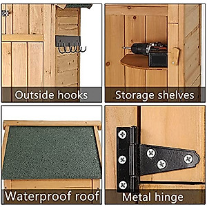 LVUYOYO Outdoor Storage Shed - Weather Resistant Outdoor Garden Storage Cabinet with Lockable Doors - Waterproof Tool Storage Organizer for Patio, Garden, Backyard, Lawn